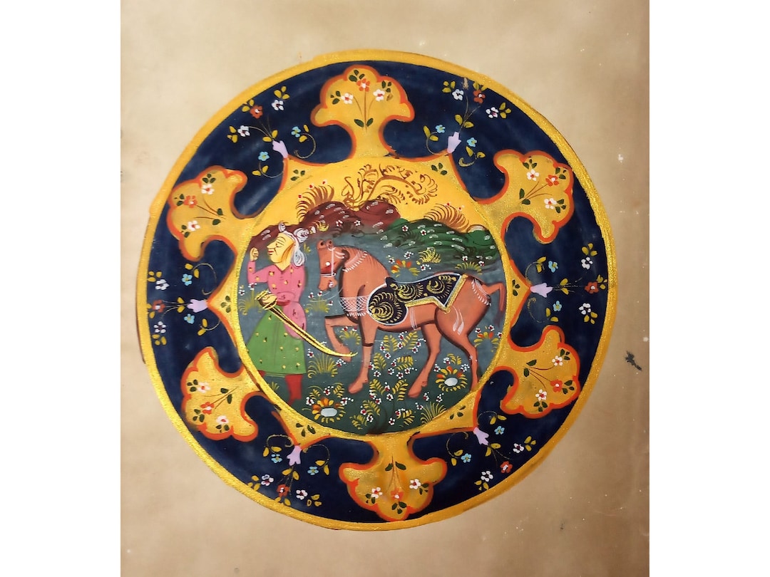 Persische Malerei mit Indo-Persischem Rand Handgemachte - Etsy.de