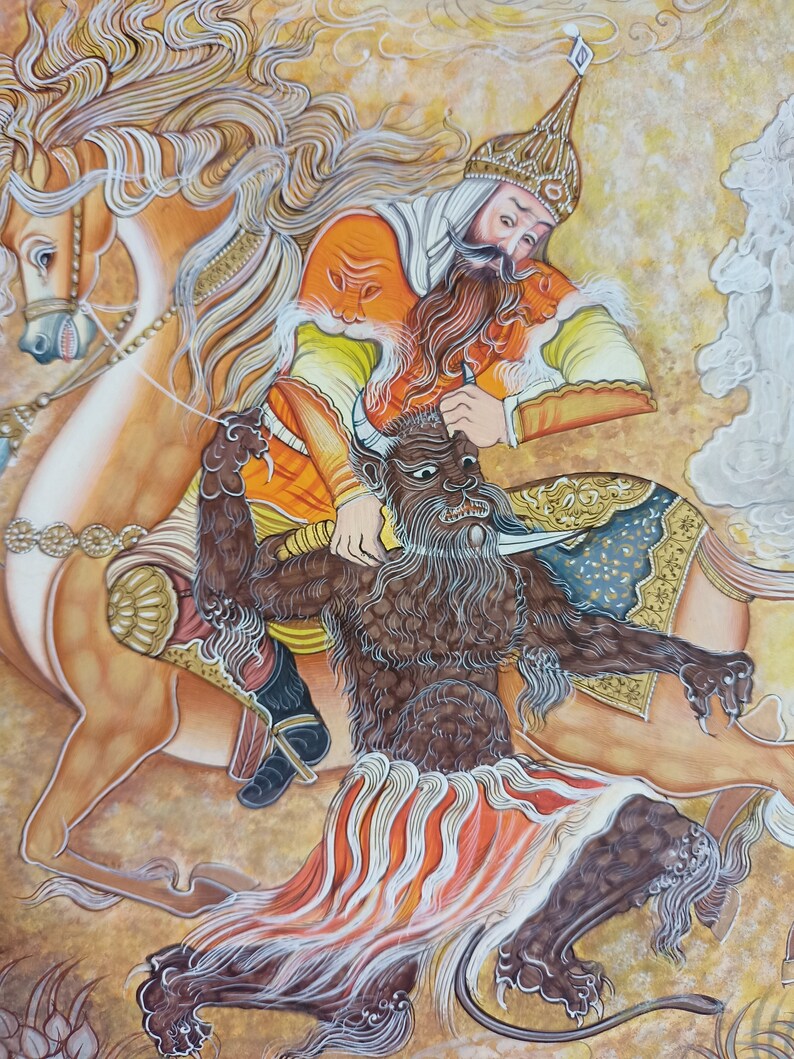 Kurdish Warrior Rustem Beheads Akvan Div After Victory Over - Etsy