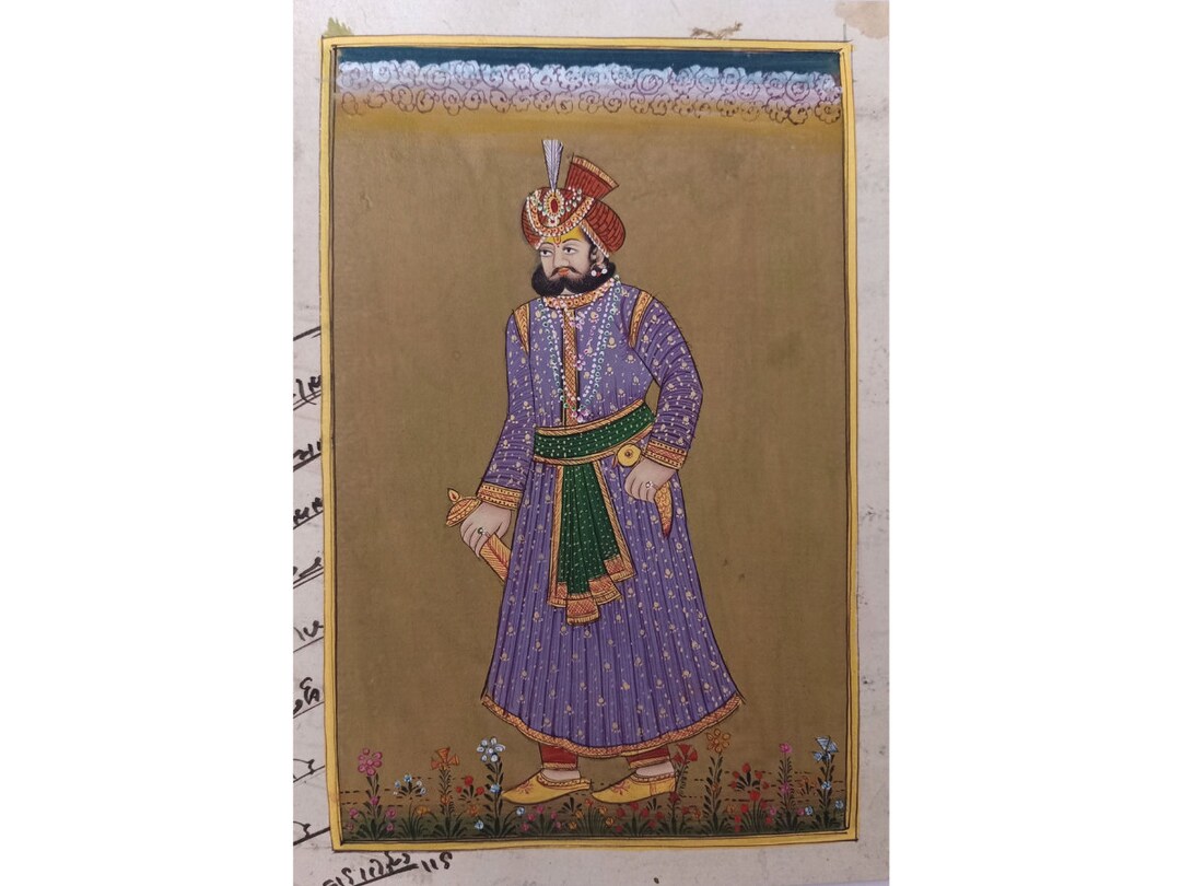 Rajputana Maharajah Portrait Painting Handmade Miniature Art - Etsy