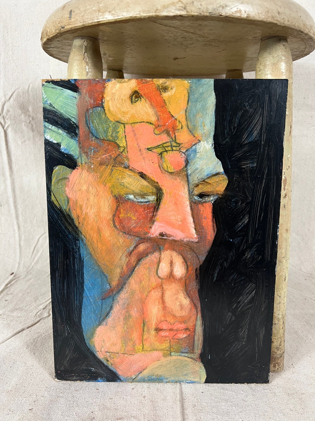 Vintage 1950s Mid Century Modern Abstract Expressionist Oil Painting ...