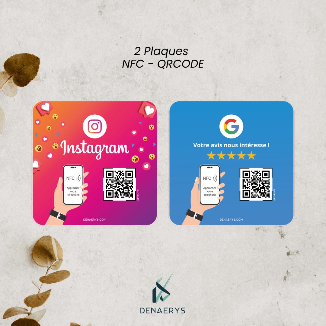 NFC Plates X2 Instagram / Google QR Code 12x12cm - Etsy