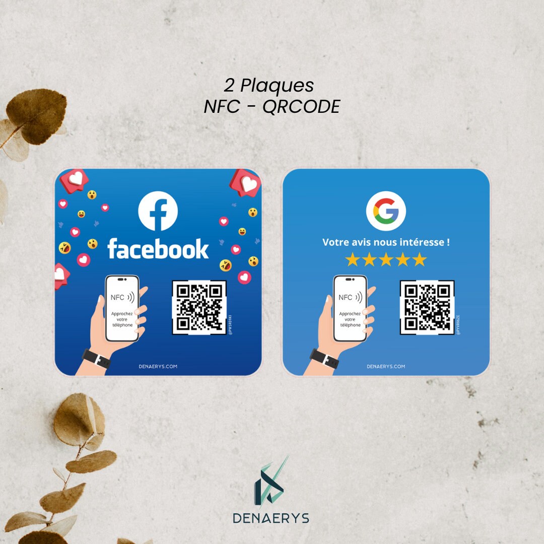 NFC Plates X2 Facebook / Google QR Code 12x12cm - Etsy