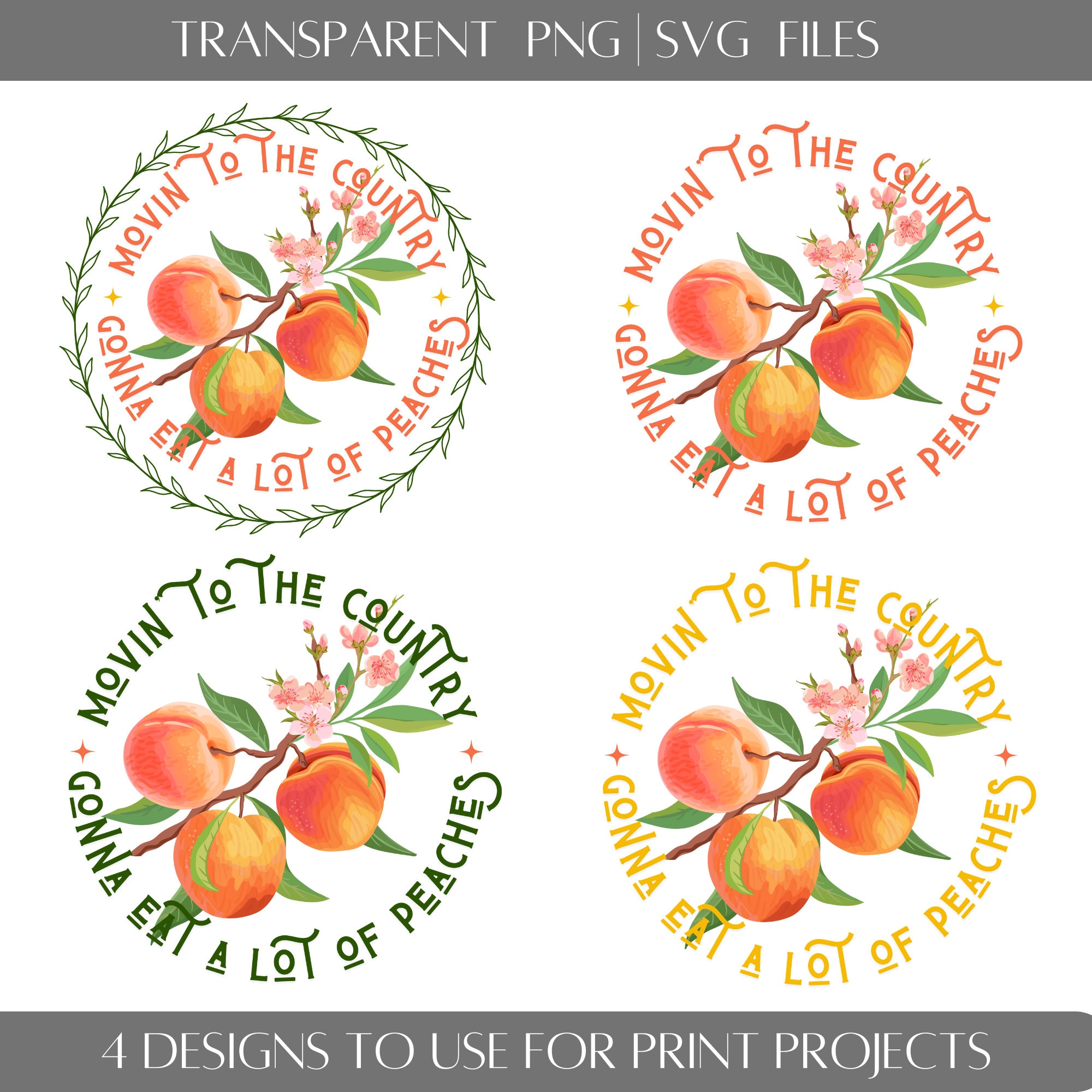 PNG SVG PEACHES Design File, Digital Download, Transparent Graphic ...