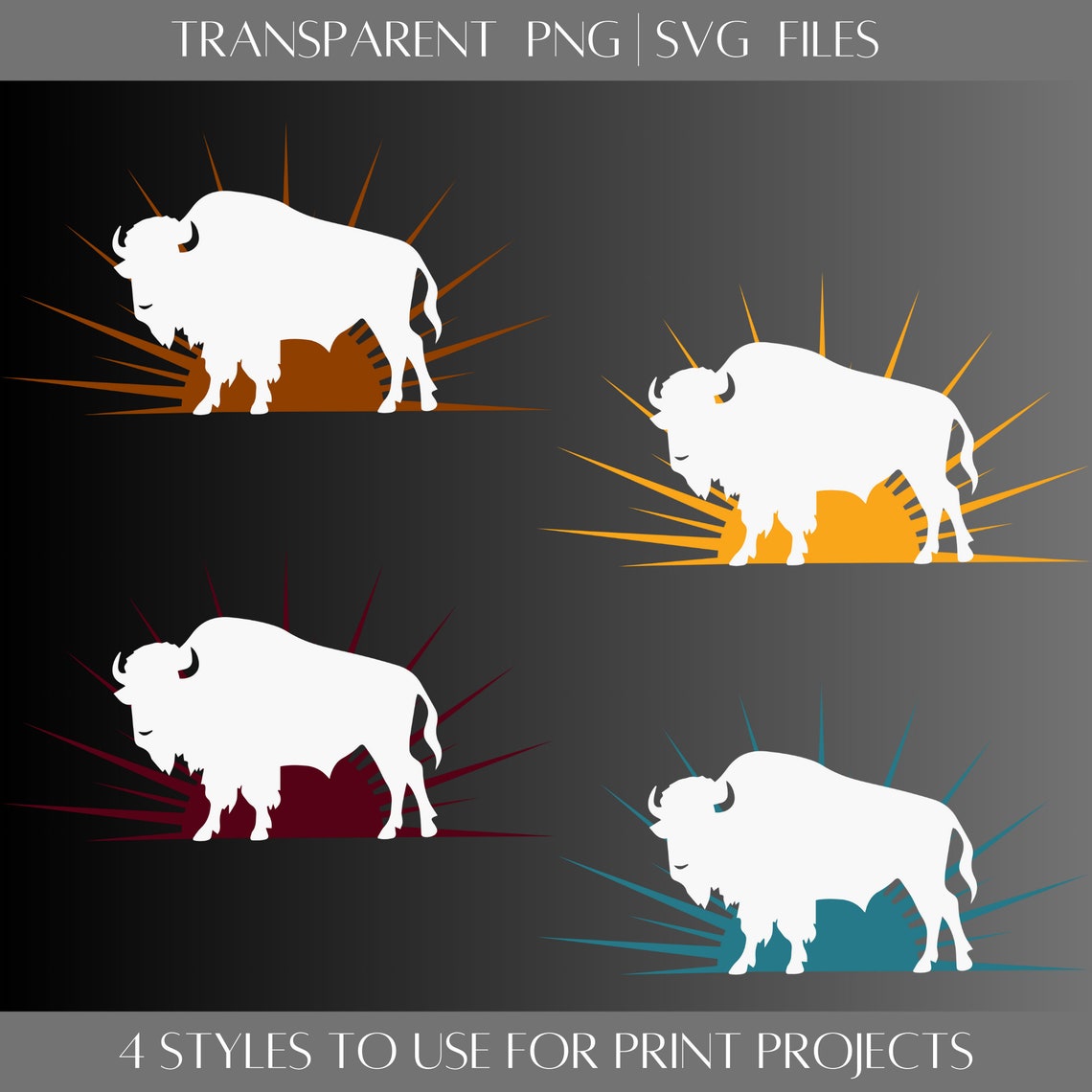 PNG SVG WHITE Buffalo Design File, Digital Download, Transparent ...