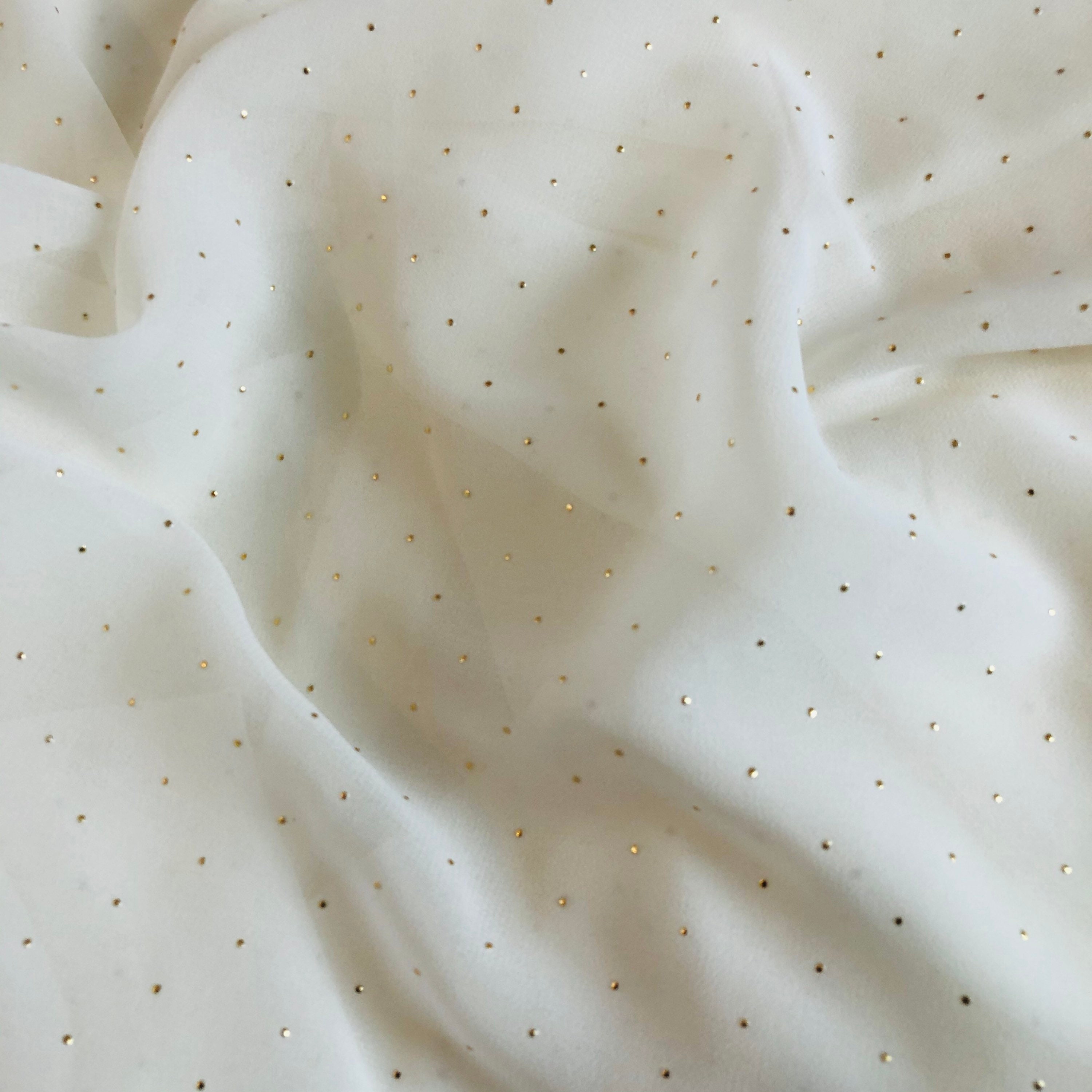 Exquisite Gold Studded Chiffon Fabric Beautiful for Bridal - Etsy