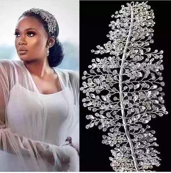 Large Silver Diamonds Bridal Crown Wedding Hair Accessories | Etsy