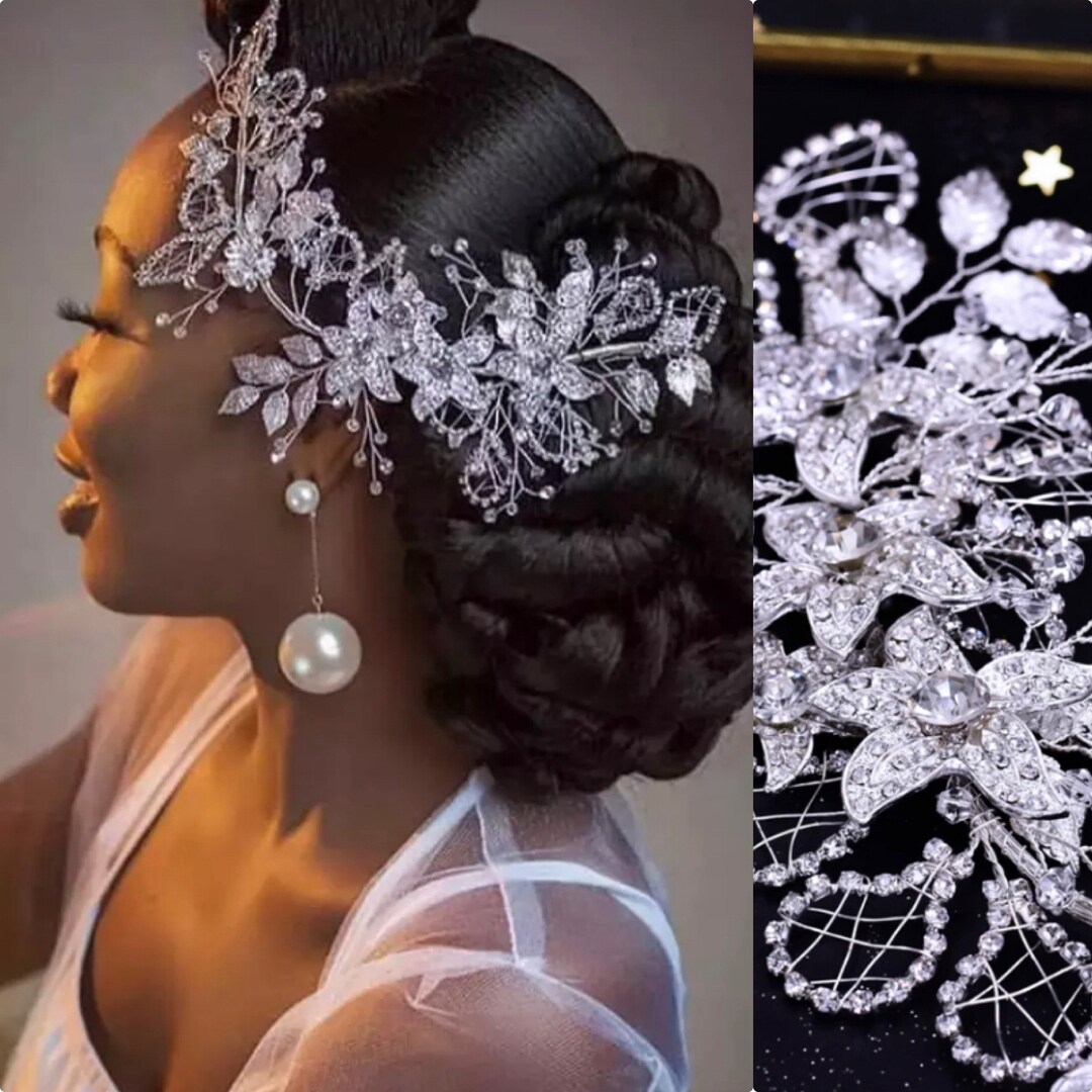 Large Silver Diamonds Bridal Crown Wedding Hair Accessories Bridal ...