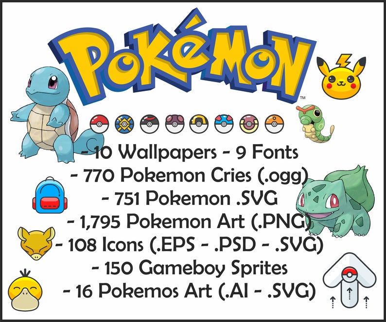 Biggest Pokemon Pack (.svg - .eps - .png - .ogg - .ai) - Etsy