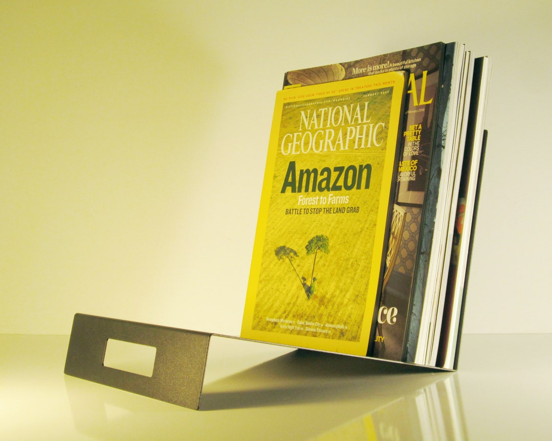 Magazine Rack | Lay Flat Modern Magazine Holder | Leaning Storage Stand ...