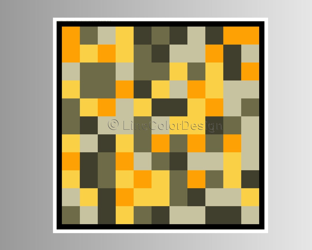 Geometric Printable Artwork | 24x24 Inch | Downloadable Orange and ...