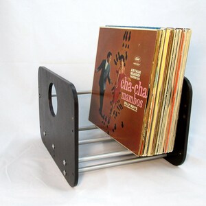 Vinyl Record Storage Crate Rack | Contemporary Tabletop Stand Holds 50 ...