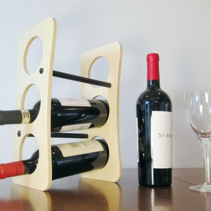 Minimalist Wine Rack | Modern Tabletop Three Bottle Wine Storage Holder ...