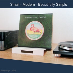 Leaning Vinyl Record Flip Rack, Sleek Minimalist Album Stand in White ...