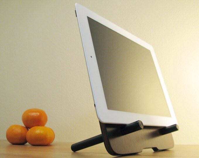 IPad Stand and Tablet Holder, Cherry Stain Finish & Black Accents ...