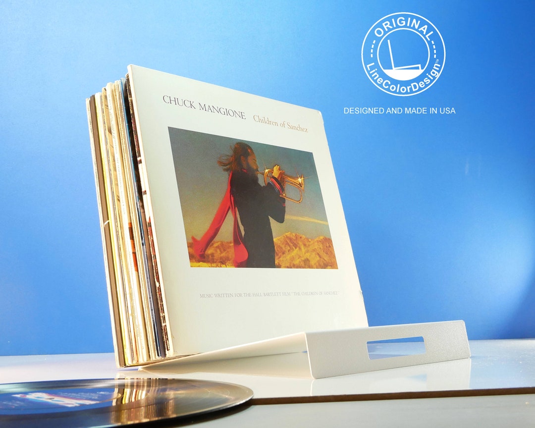 Leaning Vinyl Record Flip Rack, Sleek Minimalist Album Stand in White ...