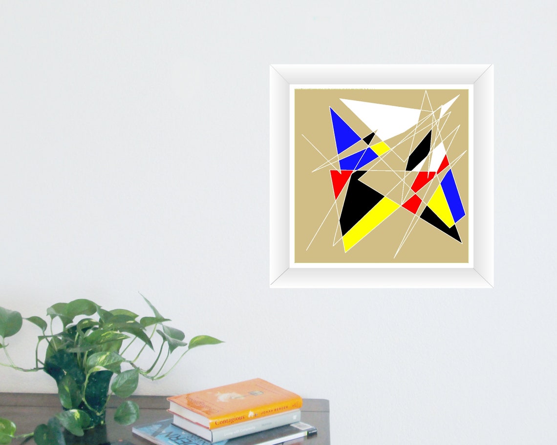 Square Art Print, Abstract Modern Geometric Primary Colors, Printable ...