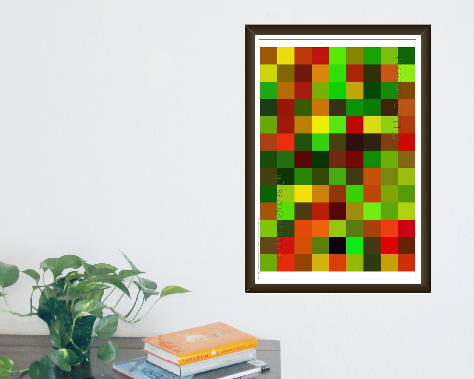 Geometric Printable Pixel Art | 16x24 Green and Red Contemporary Image ...