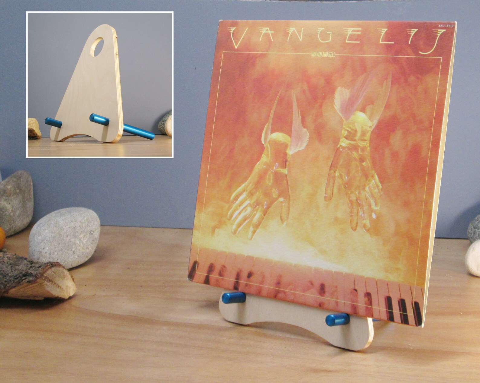 Now Playing Record Stand, Vinyl Record Storage Rack, Blue Now Spinning ...