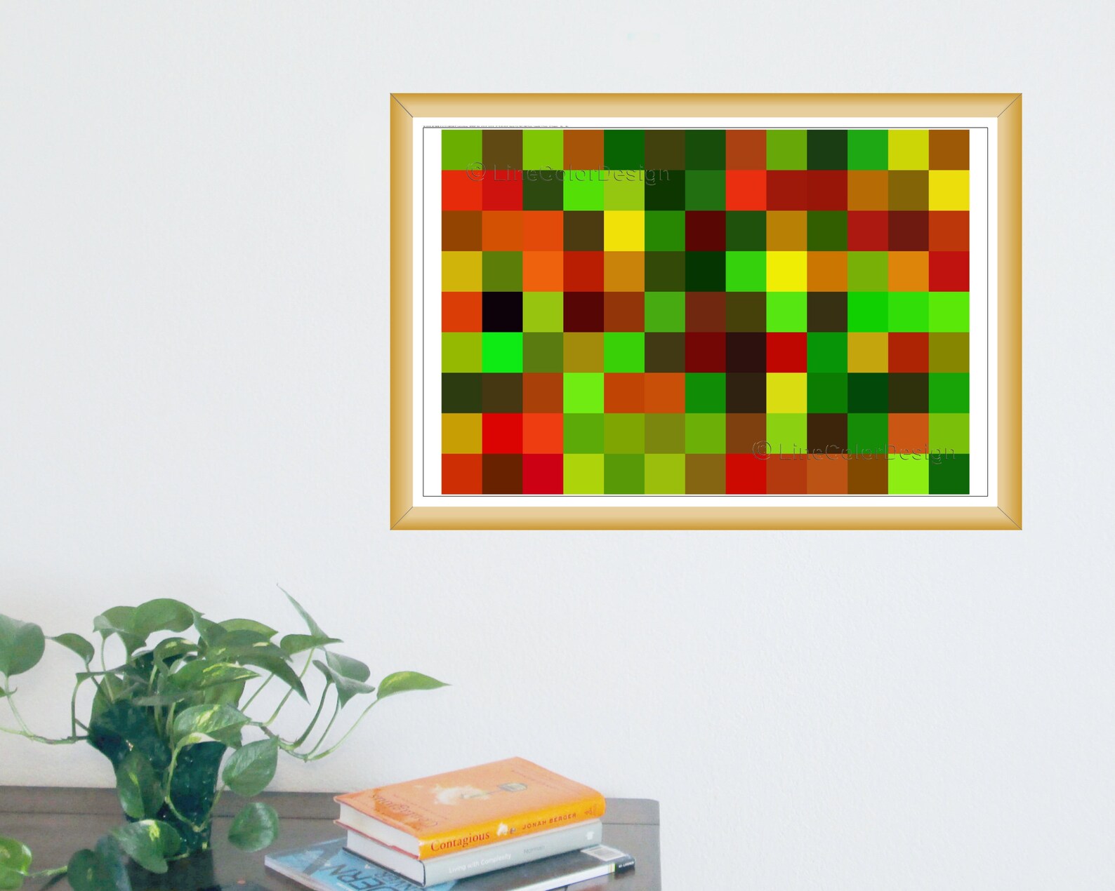 Geometric Printable Pixel Art | 16x24 Green and Red Contemporary Image ...