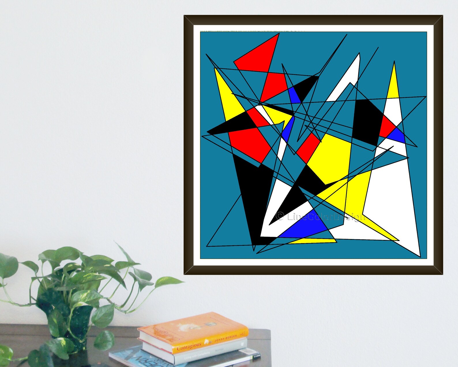 15x15 Inch Square Art Print, Abstract Modern Geometric Primary Color ...