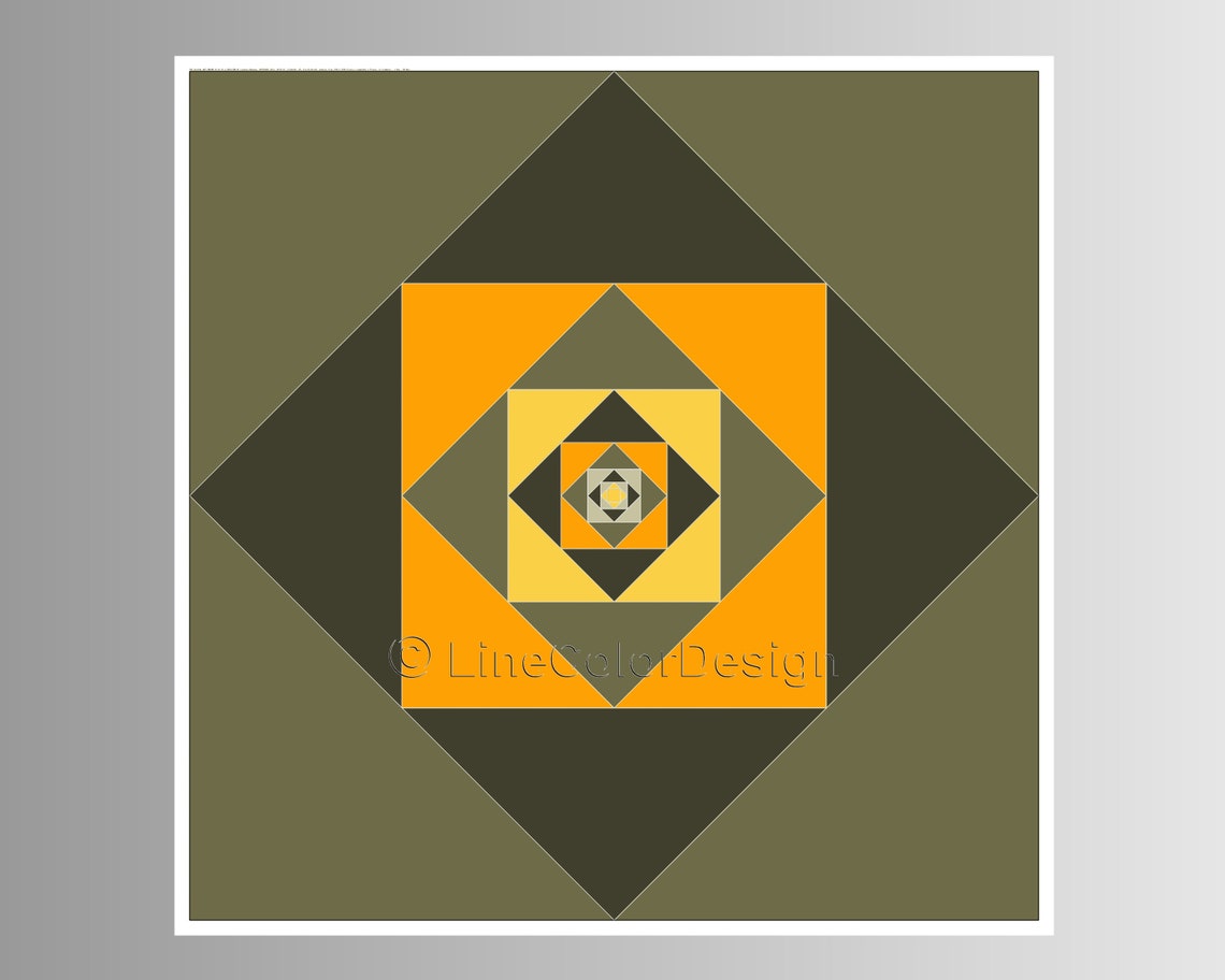 Geometric Printable Artwork | 24x24 Square Size | Orange and Grays ...