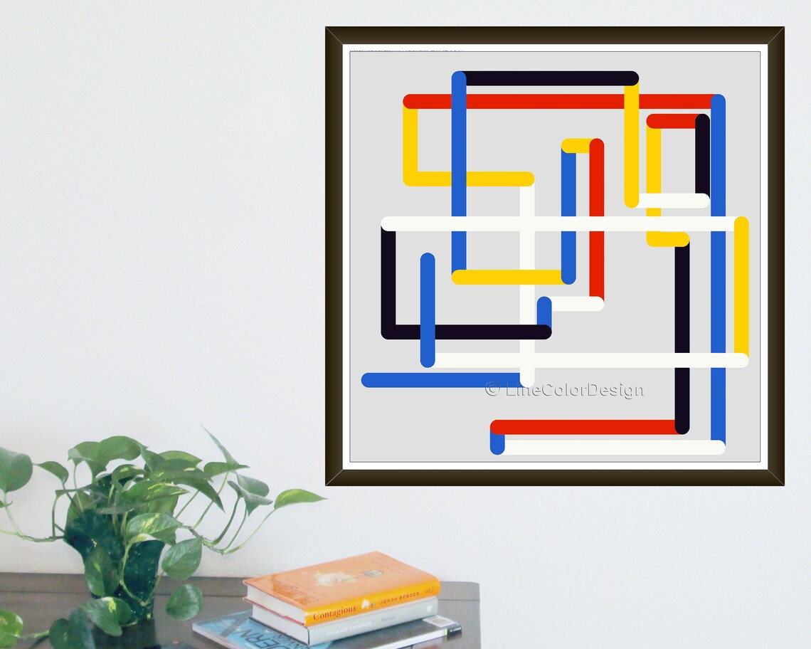 Downloadable Digital Wall Art | Geometric Line Print for Modern Office ...