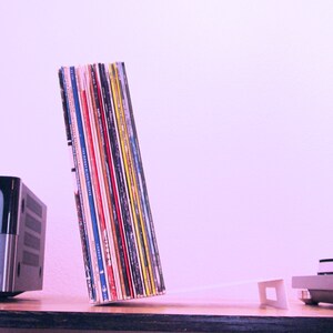 Leaning Vinyl Record Flip Rack, Sleek Minimalist Album Stand in White ...