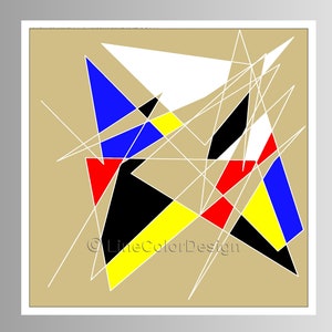 Square Art Print, Abstract Modern Geometric Primary Colors, Printable ...