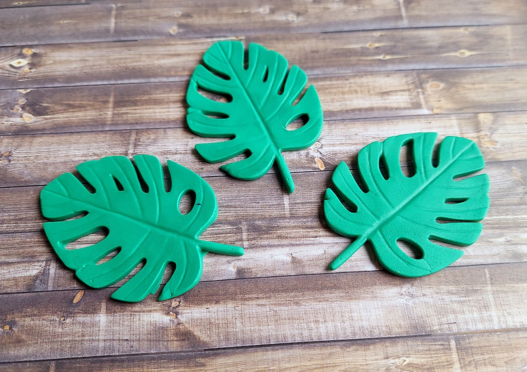 A Set of 2D Fondant Monstera Leaves, 6 Pieces - Etsy