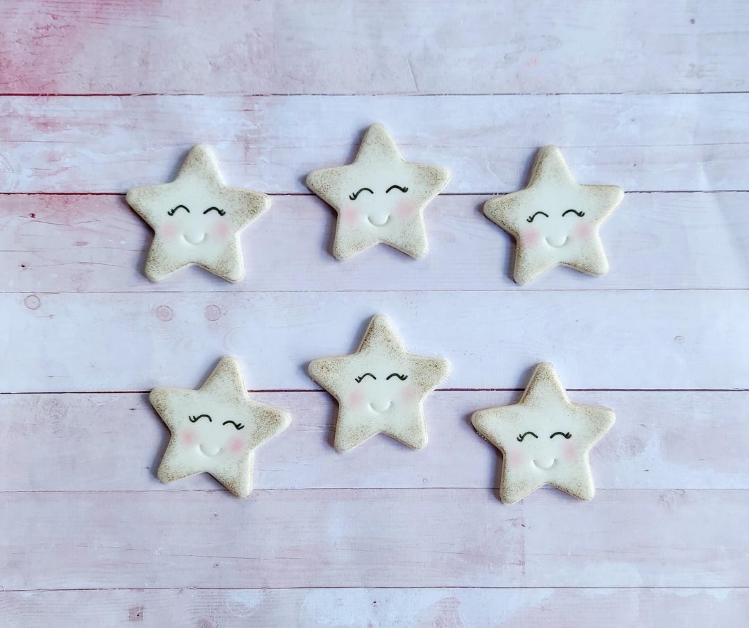 2D Fondant Smiling Stars Cupcake Toppers - Etsy