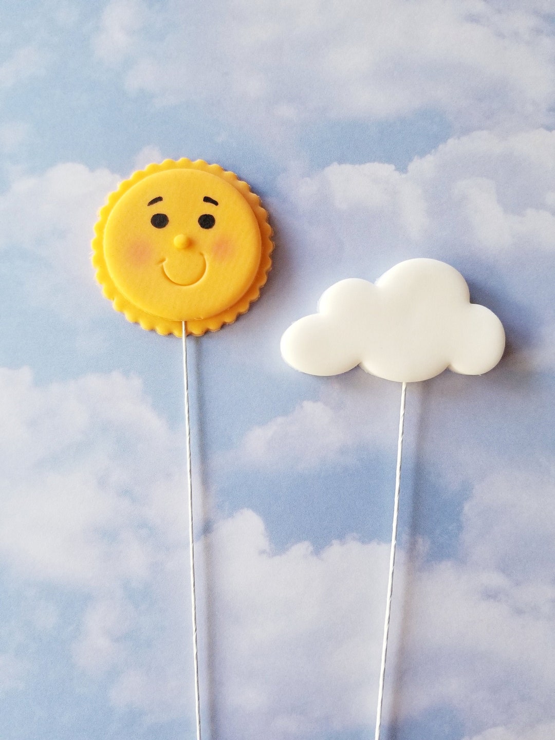 Fondant Sun & Cloud Floating Cake Topper - Etsy