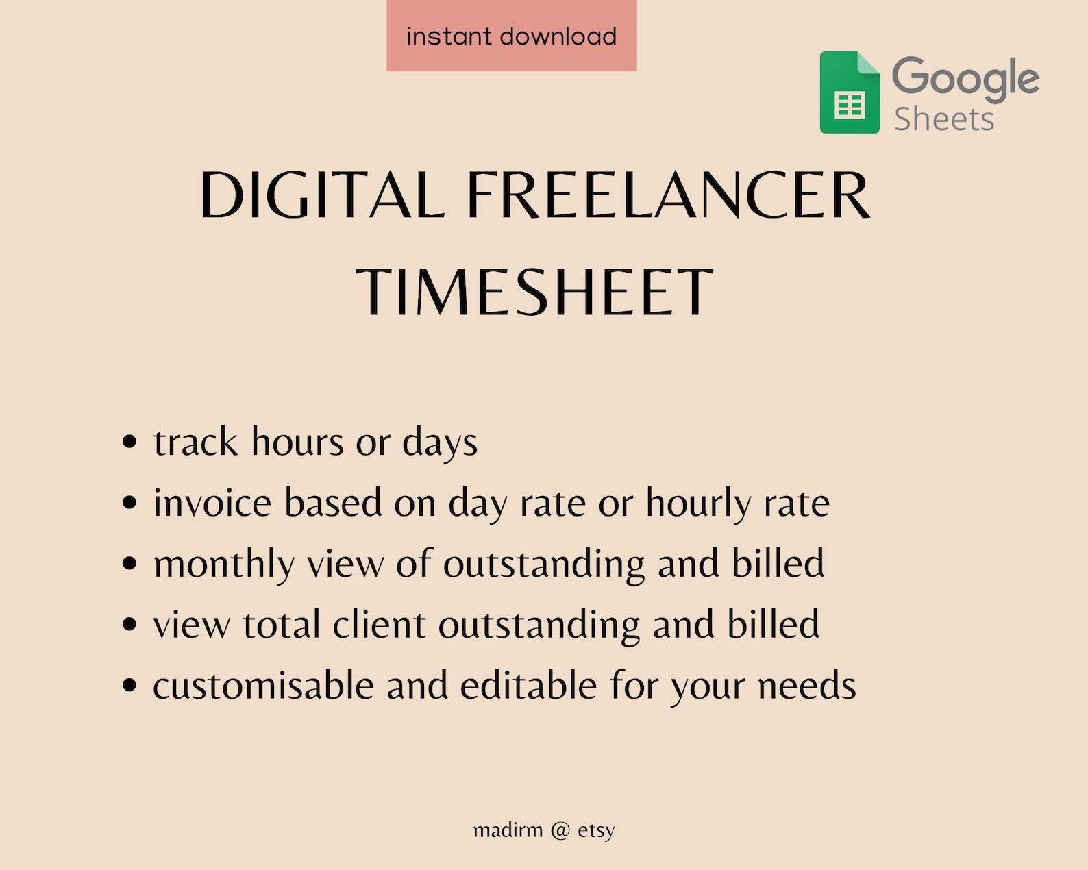 Freelancer Timesheet Template | Digital Google Sheets | Freelancer ...