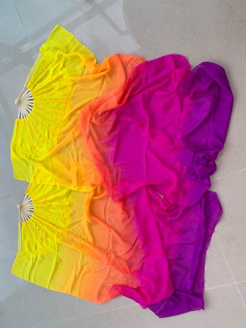 Purple Flame Silk Veil Fans Dancing Bellydance Flow Prop - Etsy