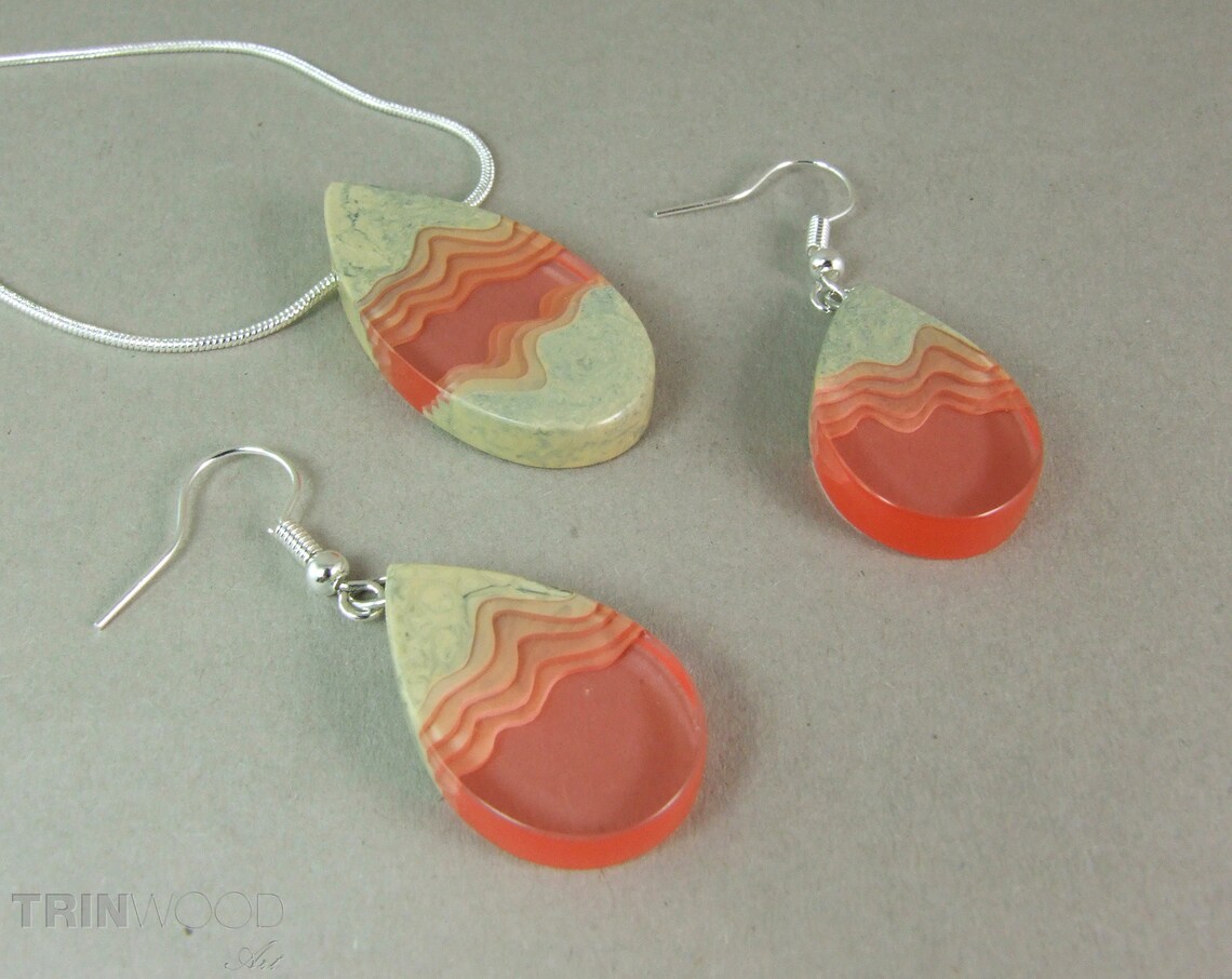 Resin Jewelry Set Resin Jewelry Set Resin Pendant Resin | Etsy