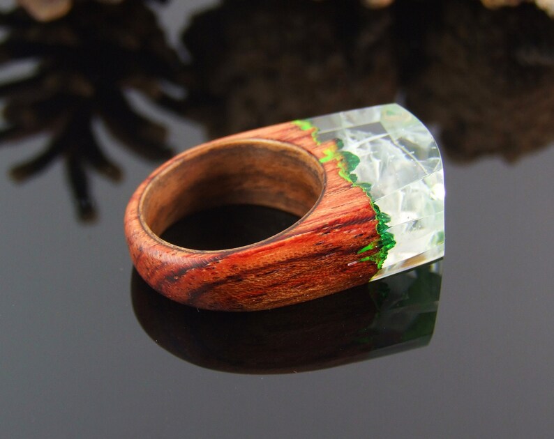 Wood ring. Secret world inside the ring. Wooden rings for | Etsy