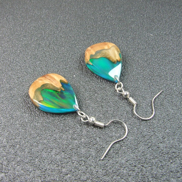 Wood Resin Earrings - Etsy