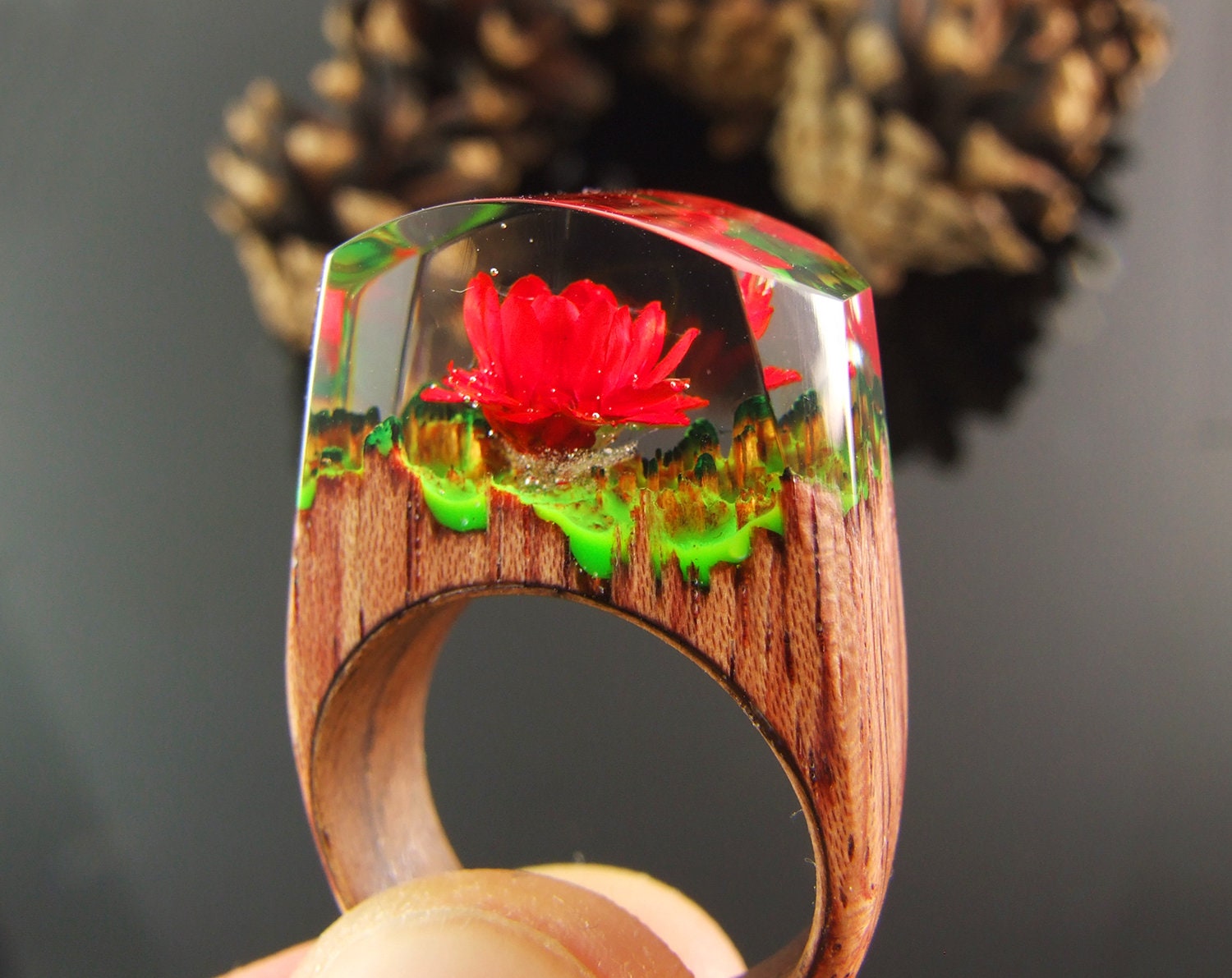 Wood Ring. Secret World Inside the Ring. Wooden Rings for Women. Wood ...