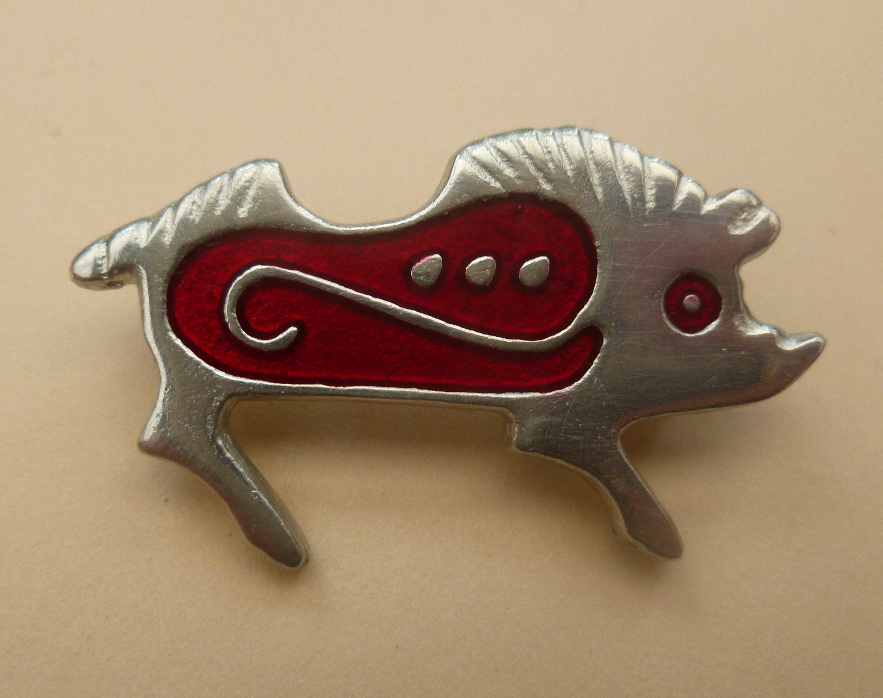 Replica Roman Boar Brooch large Pewter and Red Enamel - Etsy