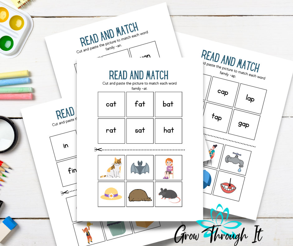 Kindergarten Worksheet CVC Read & Match Cut and Glue - Etsy