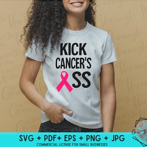 Cancer Awareness SVG - Kick Cancer's Ass Digital File - Cancer Ribbon ...