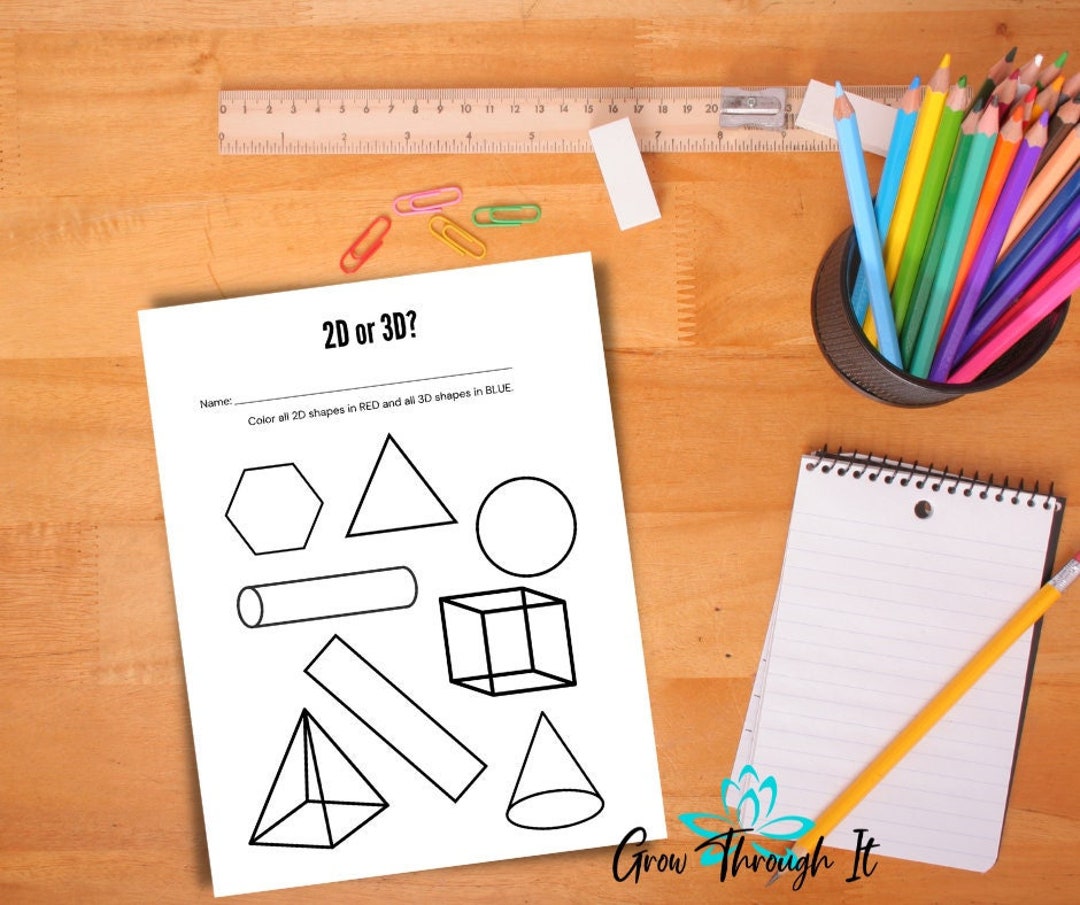 1st Grade Worksheet -2D VS 3D Shapes- 1st Grade Math Curriculum ...