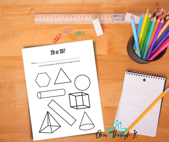 1st Grade Worksheet 2D VS 3D Shapes 1st Grade Math - Etsy