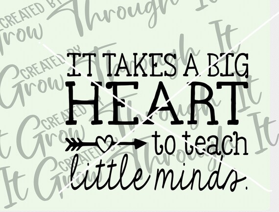 Teacher SVG It Takes A Big Heart to Teach Little Minds | Etsy