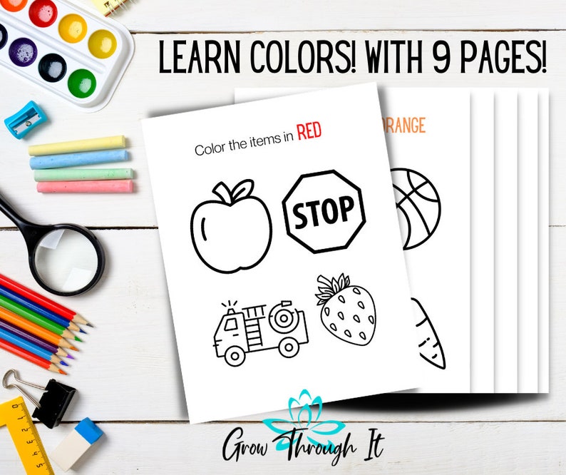 Learn Colors Preschool Worksheets: Pre-k Learning Activities (PDF) - Etsy