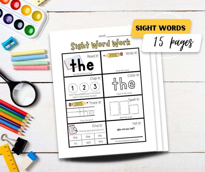 Sight Word Worksheets Educational Worksheets Preschool - Etsy