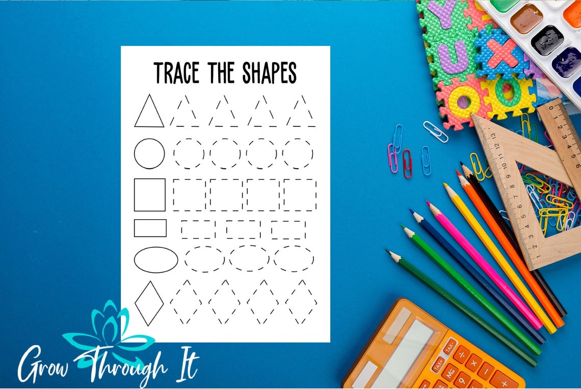 Preschool Shapes Trace the Shapes Pre-k Curriculum | Etsy