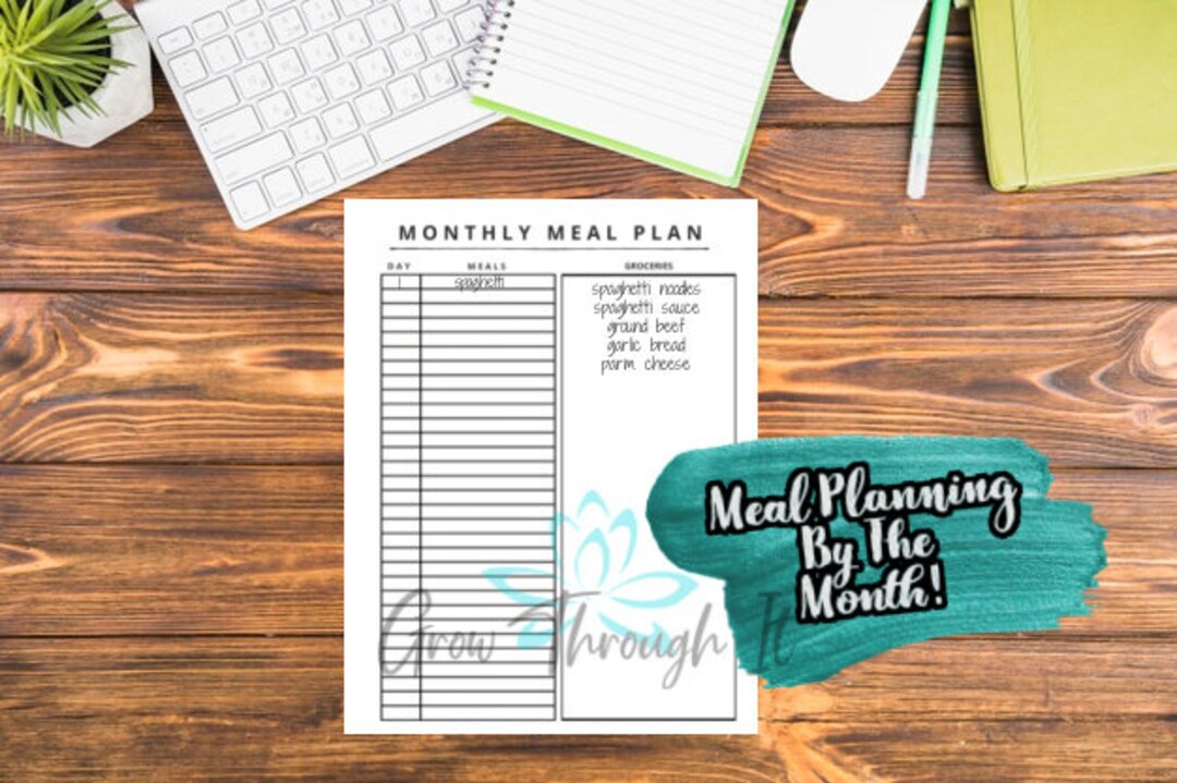 Monthly Meal Planner - Printable Planner - Family Planner -mom Planner ...