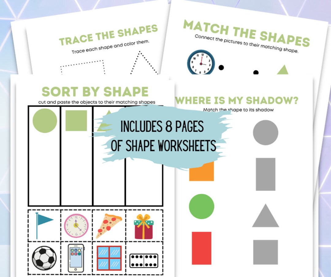 Preschool Shapes Worksheets: Trace, Match, Sort - 8 Page Activity ...