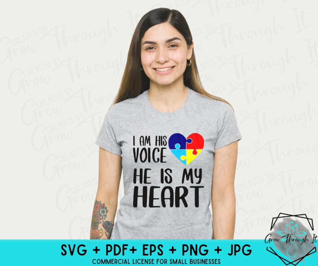 Autism Svg - I Am His Voice - He is My Heart - I Am Her Voice -puzzle ...