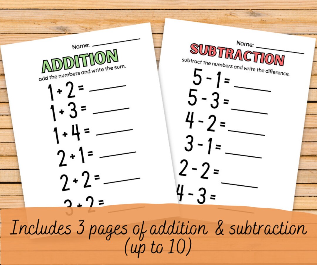 Kindergarten Worksheets - Addition - Subtraction- First Grade ...